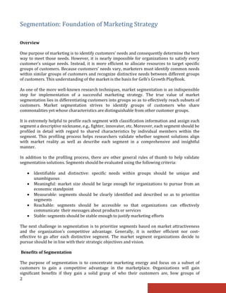 Segmentation The Foundation Of Marketing Strategy | PDF