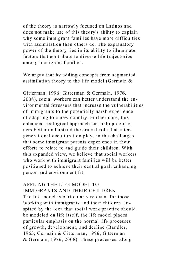 Segmented Assimilation Theory and theLife Model An Integrat.docx