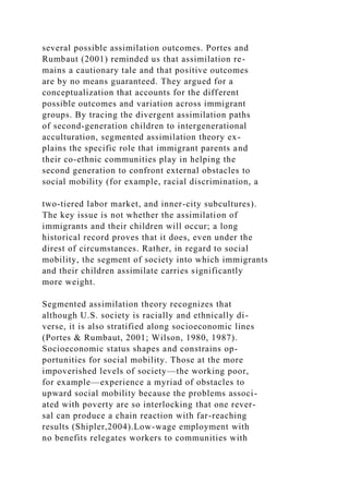 Segmented Assimilation Theory and theLife Model An Integrat.docx