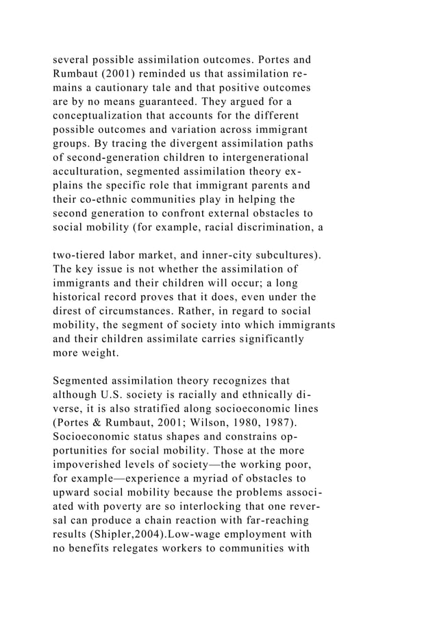 Segmented Assimilation Theory and theLife Model An Integrat.docx