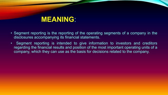 Segment reporting ppt | PPTX