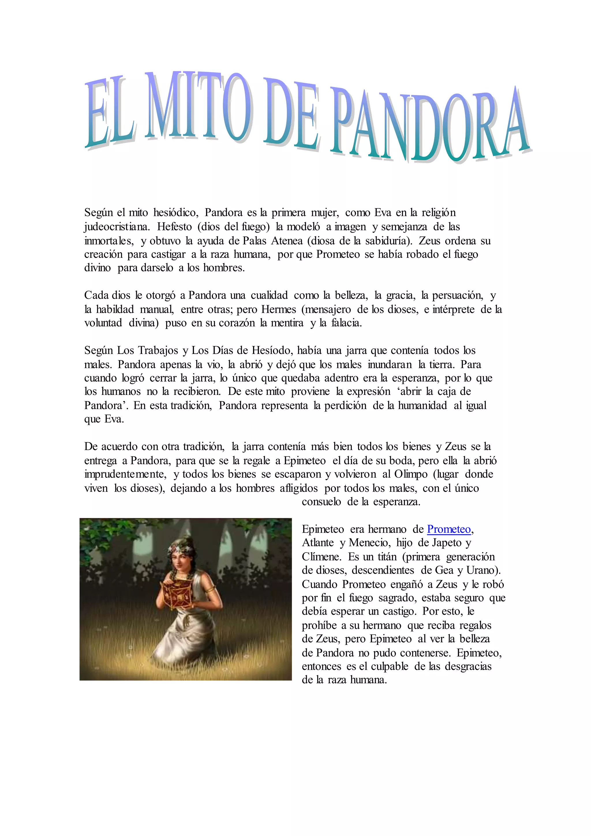 El Mito de Pandora | DOCX