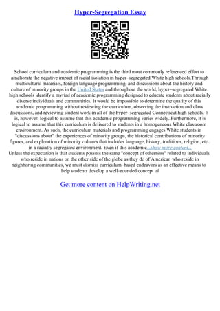 Segregation Essay | PDF