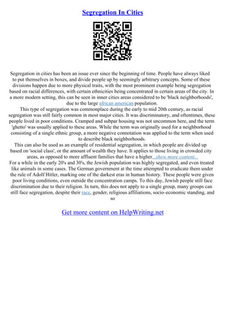 Segregation Essay | PDF