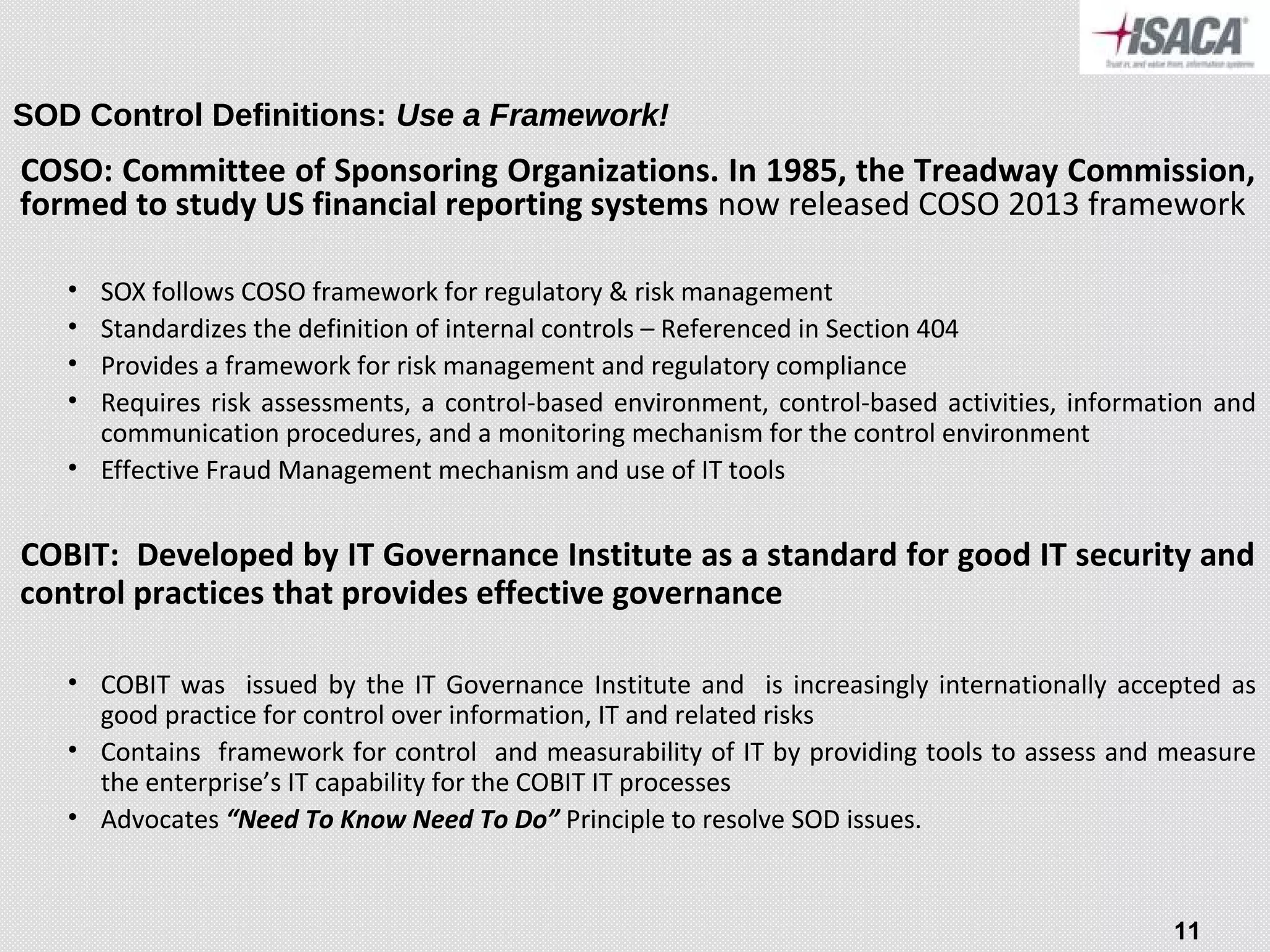 Segregation of duties in SAP @ ISACA Pune presentation on 18.4.2015 | PPT