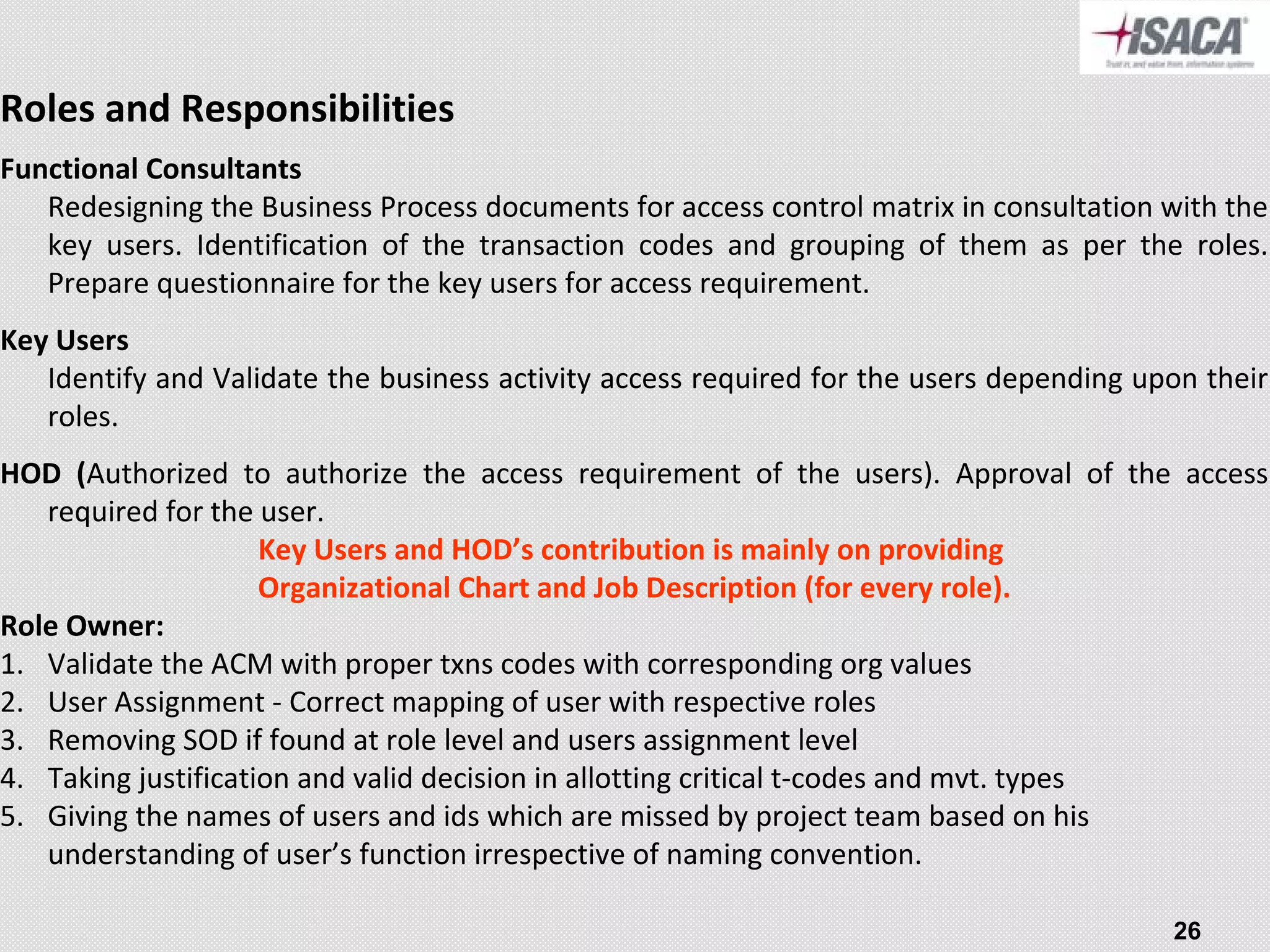 Segregation of duties in SAP @ ISACA Pune presentation on 18.4.2015 | PPT