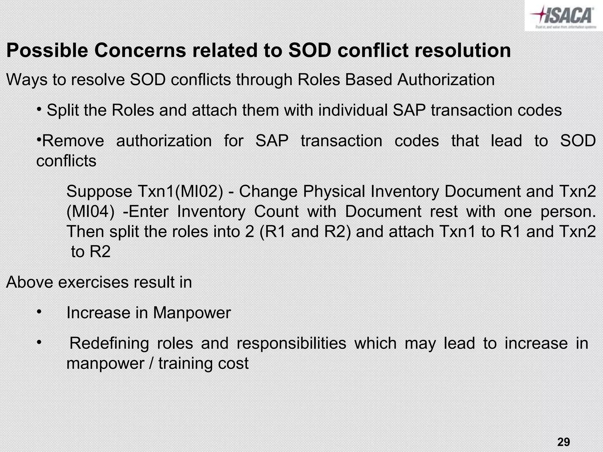 Segregation of duties in SAP @ ISACA Pune presentation on 18.4.2015 | PPT