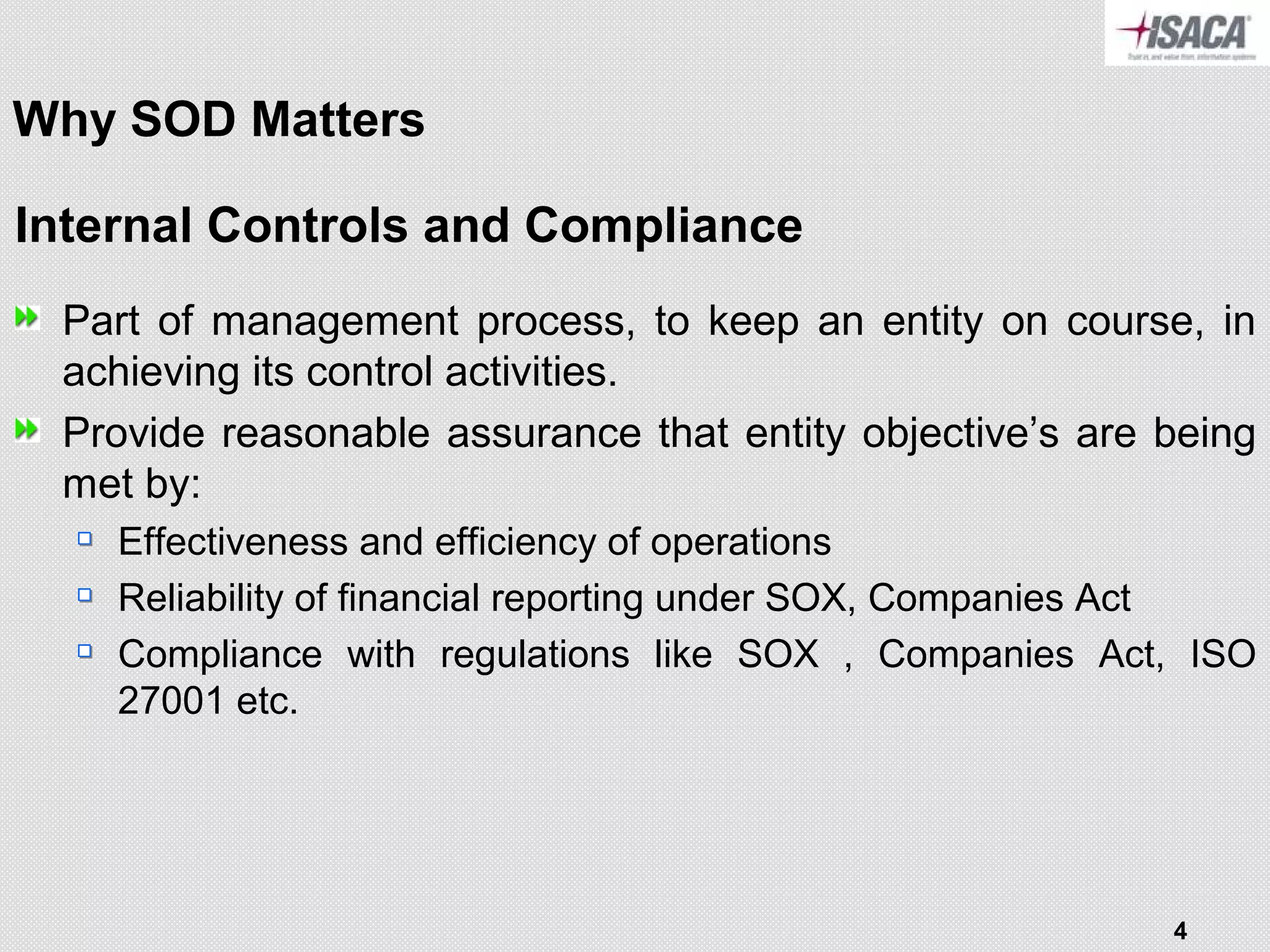 Segregation of duties in SAP @ ISACA Pune presentation on 18.4.2015 | PPT