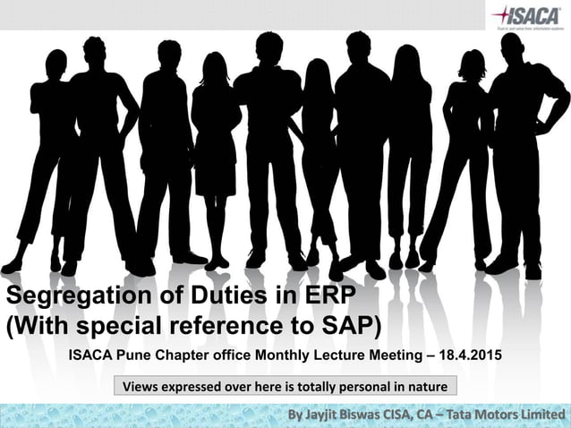 Segregation of duties in SAP @ ISACA Pune presentation on 18.4.2015 | PPT