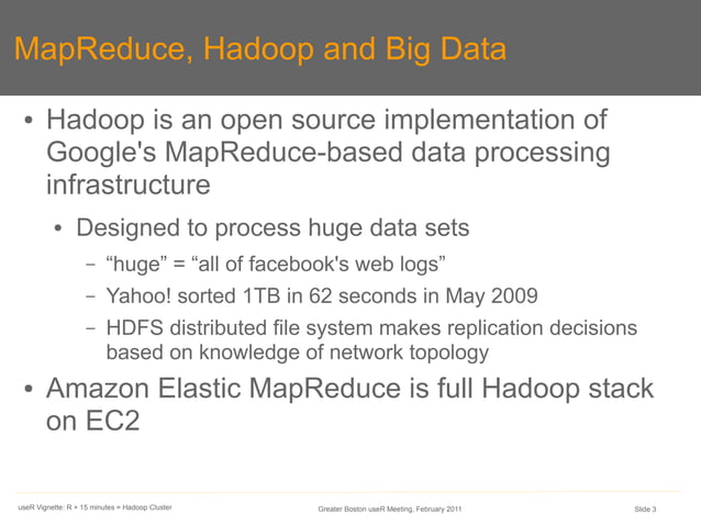 R 15 Minutes Hadoop Cluster Ppt