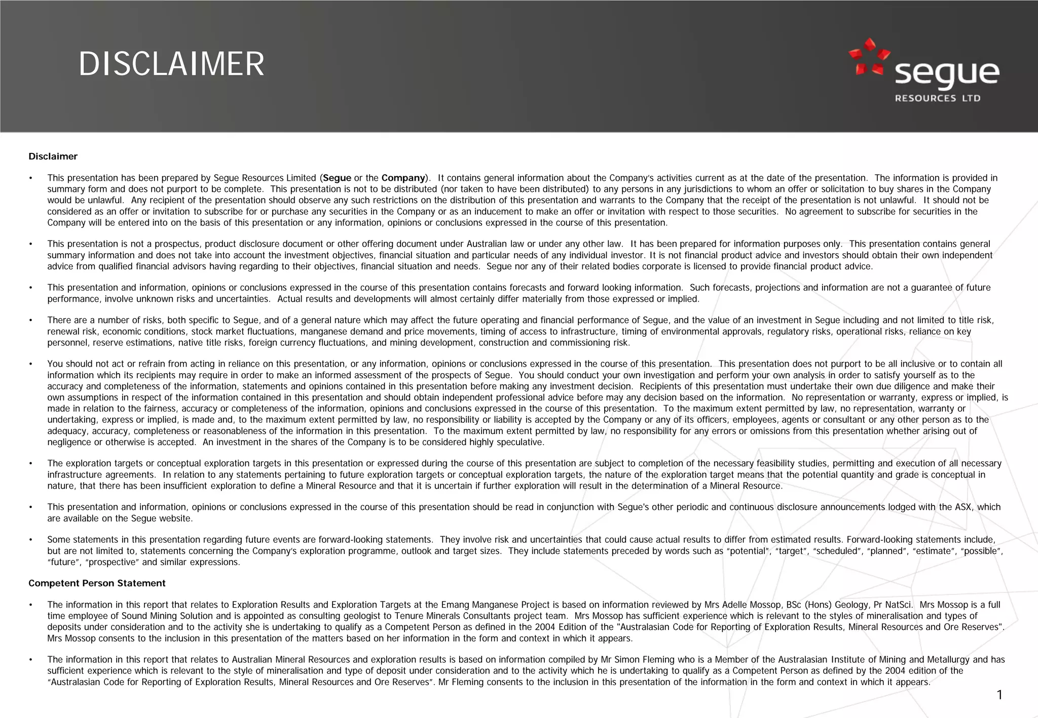 Segue presentation november 2011 | PDF