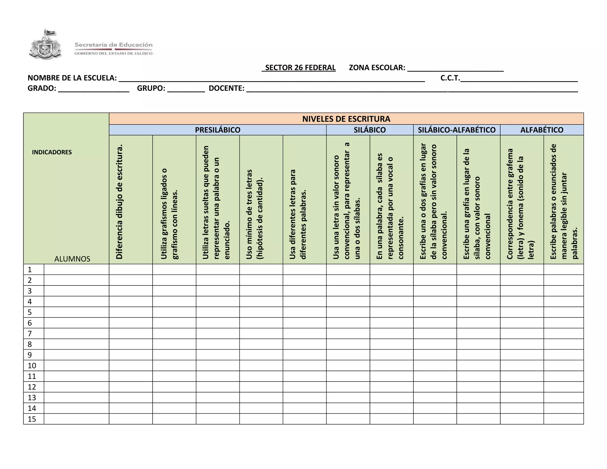 Seguimiento evaluación- Rubrica sobre los niveles de escritura | PDF