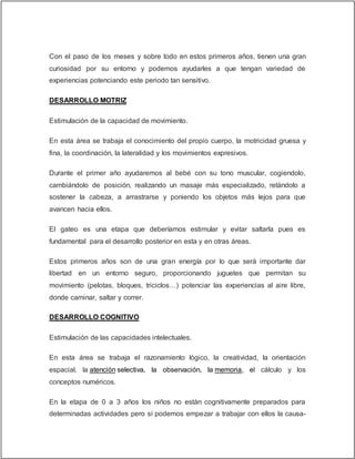 estimulacion temprana de 0 a 2 años | DOCX