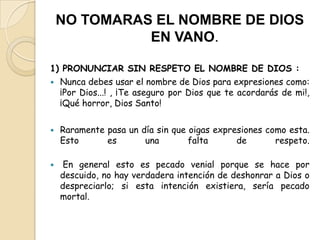 Segundo Mandamiento Para Niños