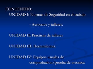 Seguridad en talleres aeronáuticos | PPT
