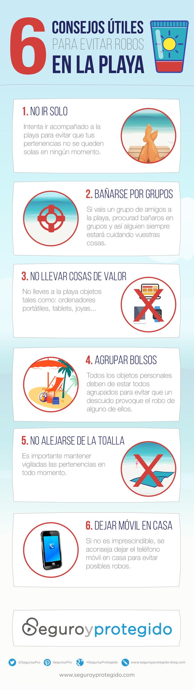 6 Consejos útiles Para Evitar Robos En La Playa Infografía