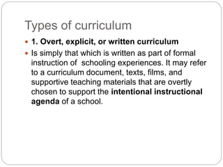 curriculum and its types | PPTX