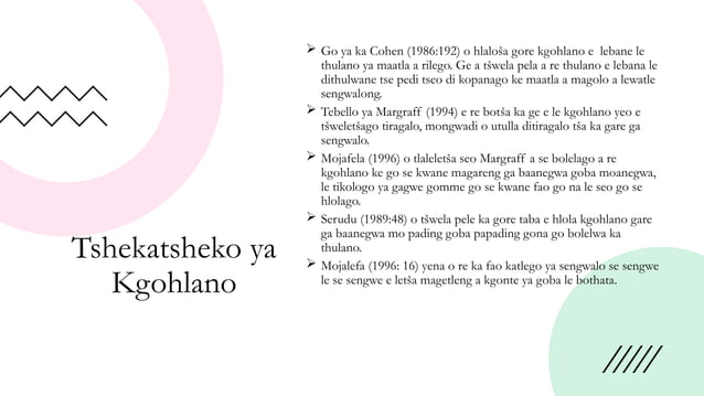 Sehlopha sa balobedu, Kgohlano ya A tla a hwa letswalo .pptx