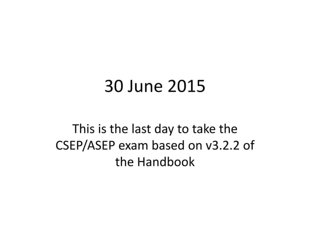 INCOSE Systems Engineering Handbook and Changes to the CSEP/ASEP exam | PPT