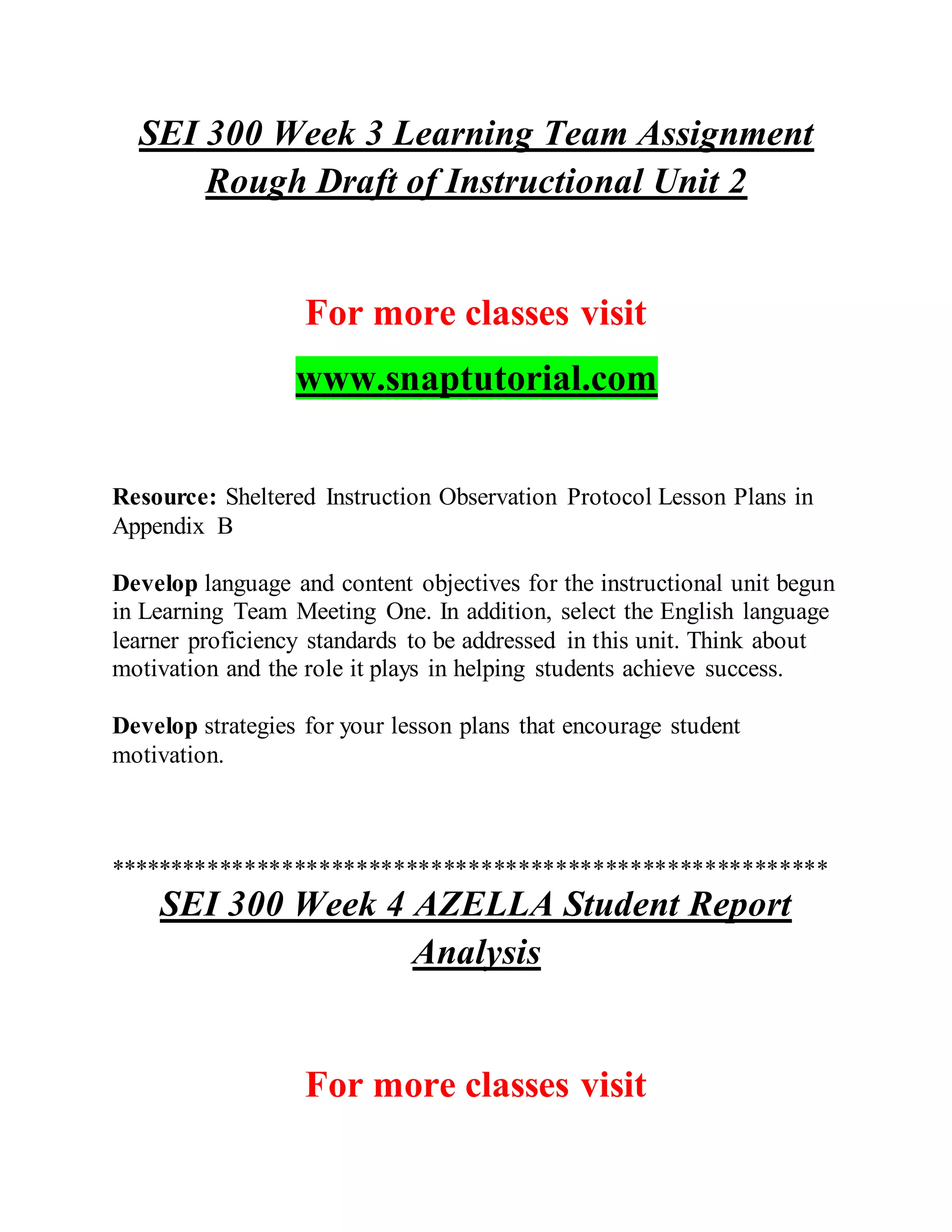 Sei 300 Education Redefined - snaptutorial.com | Educational Assessment | Education