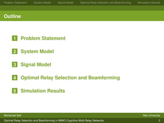 Optimal Relay Selection and Beamforming in MIMO Cognitive Multi-Relay Networks | PPT