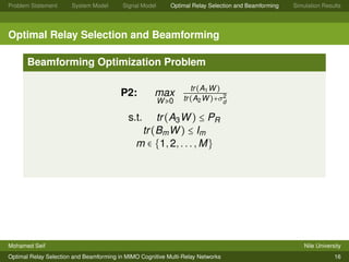 Optimal Relay Selection and Beamforming in MIMO Cognitive Multi-Relay Networks | PDF