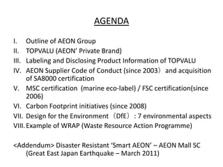 Green Products, Experiences from Aeon, Japan | PPT