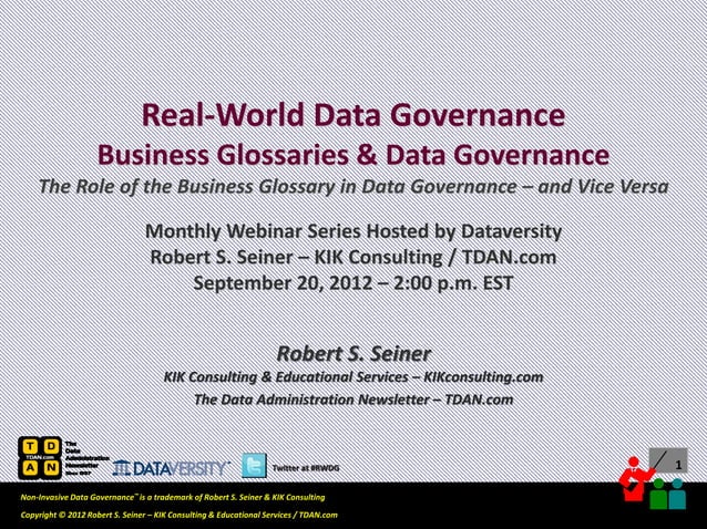 Real-World Data Governance: Business Glossaries and Data Governance | PDF