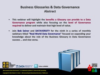 Real-World Data Governance: Business Glossaries and Data Governance | PDF