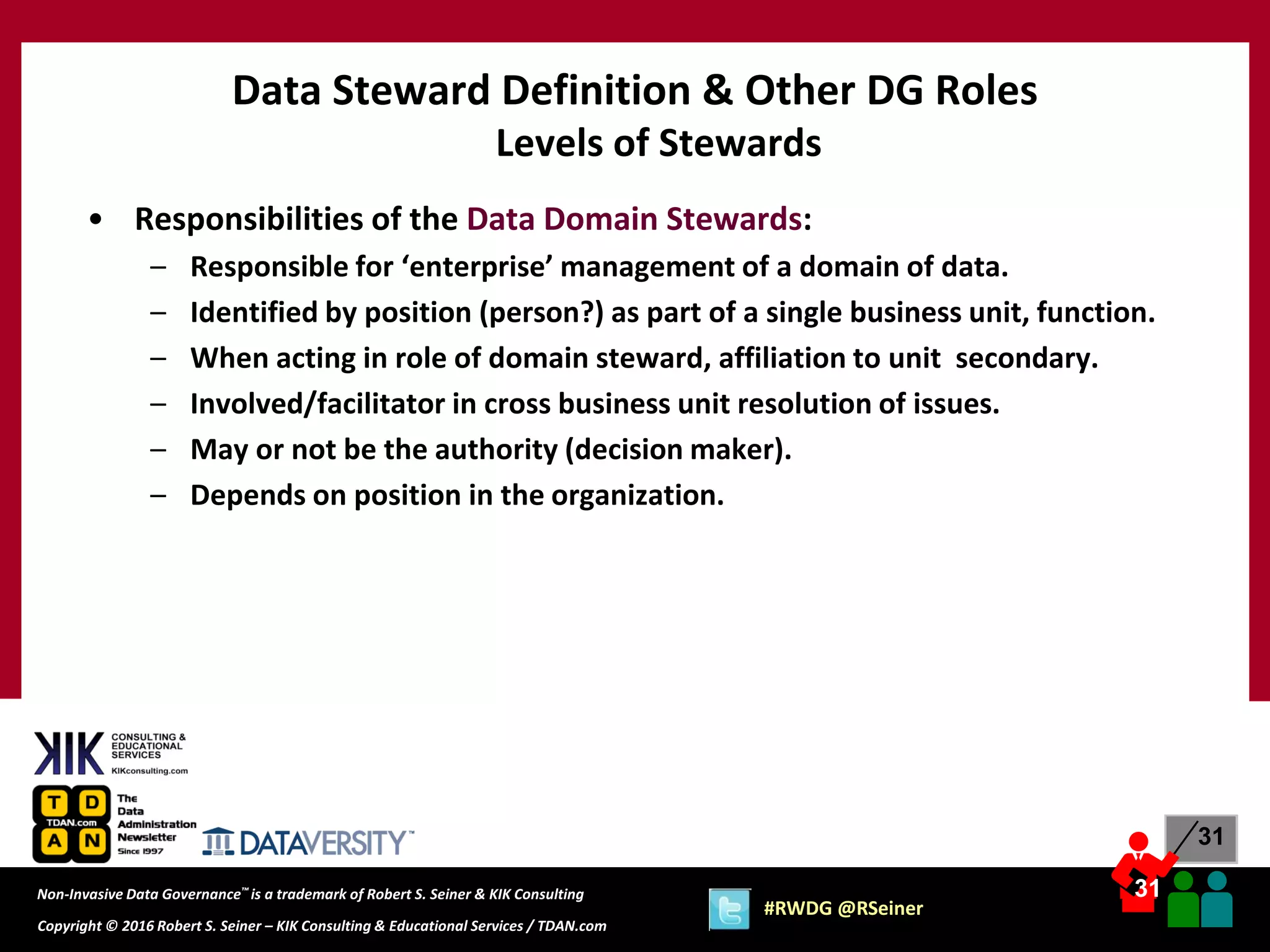 RWDG Webinar: Data Steward Definition and Other Data Governance Roles | PDF