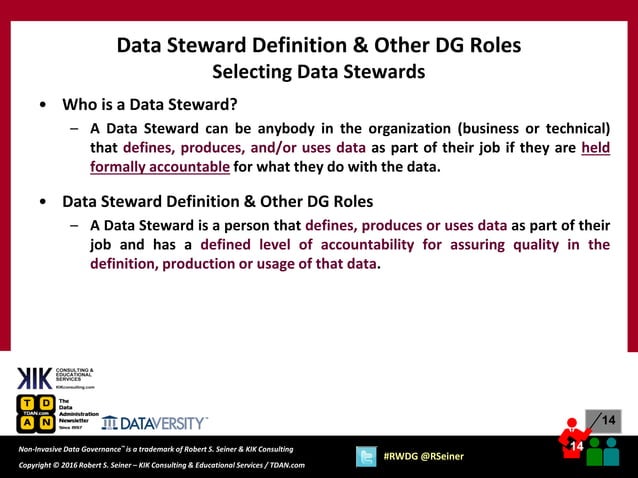 RWDG Webinar: Data Steward Definition and Other Data Governance Roles | PDF