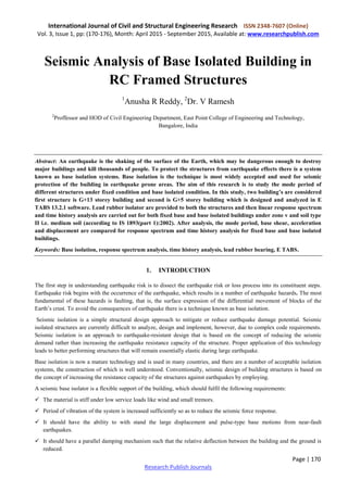 Seismic analysis of base isolated building in rc framed structures 1868 | PDF | Civil ...