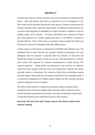 Seismic Analysis of Elevated Water Tank | PDF