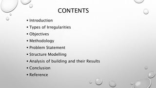 Seismic Analysis of regular & Irregular RCC frame structures | PPTX