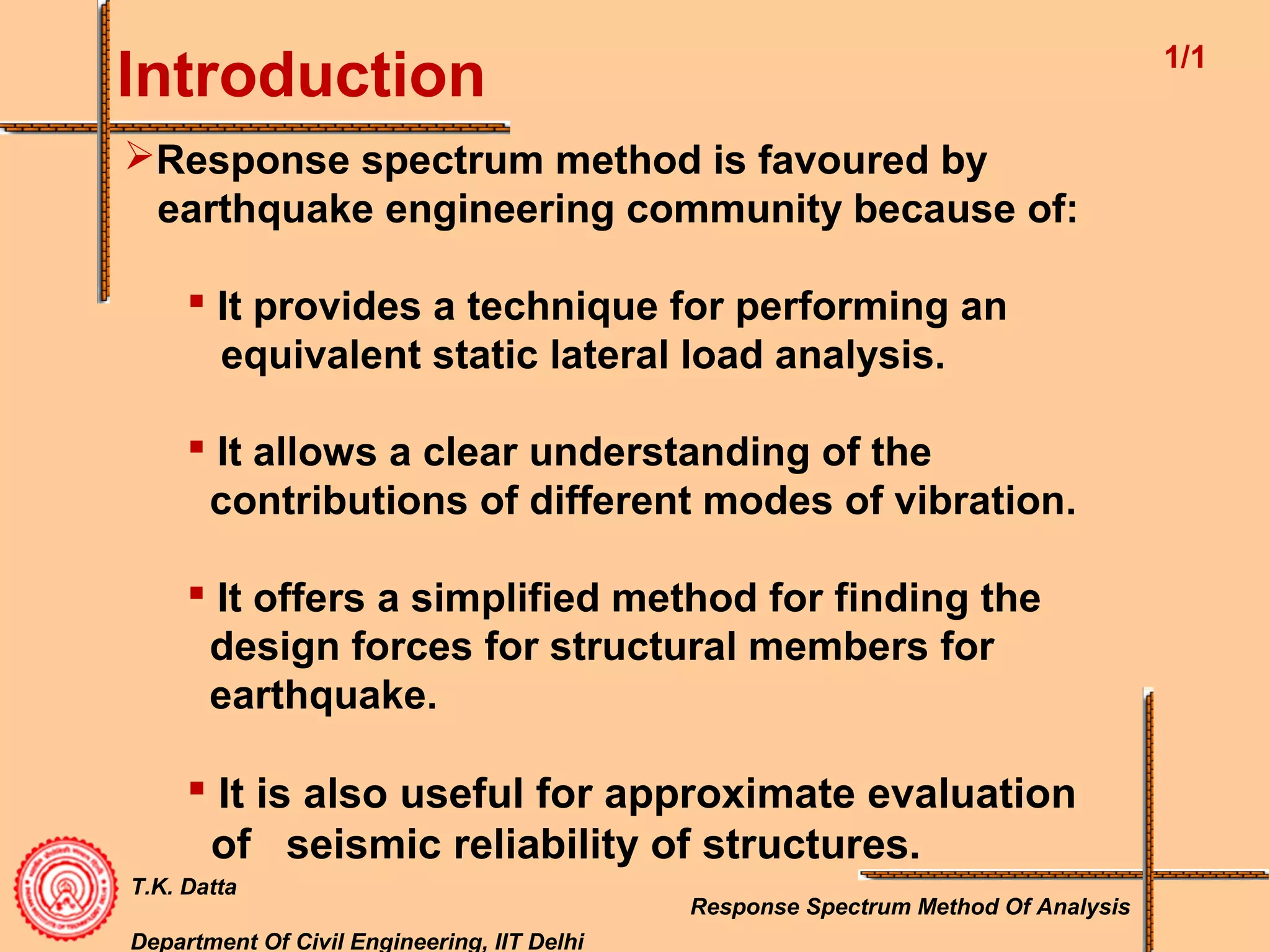 Seismic Analysis of Structures - III | PPT