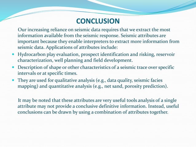 Seismic attribute analysis using complex trace analysis | PPTX