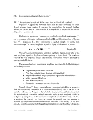 Seismic attributes and avo analysis ahmed hafez (2) | PDF