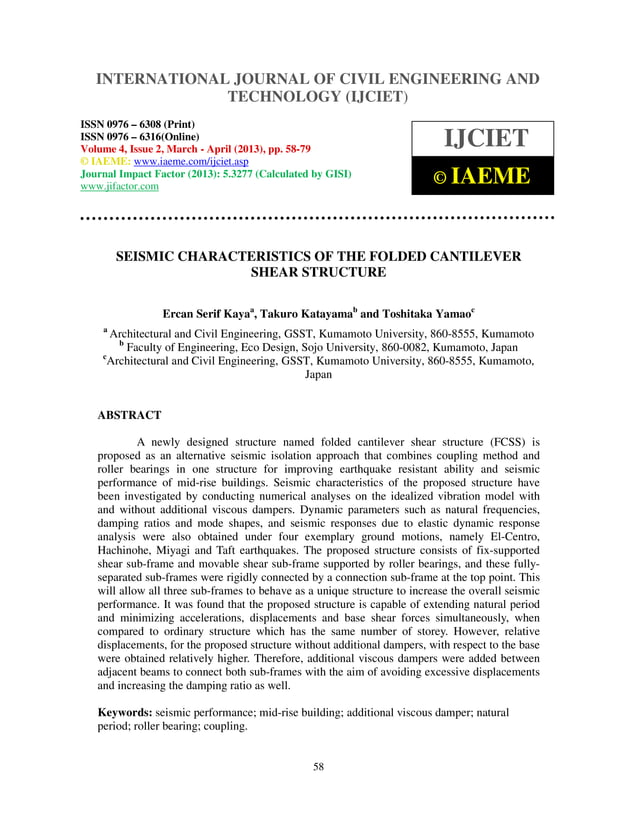 Seismic characteristics of the folded cantilever shear structure 2-3-4 ...