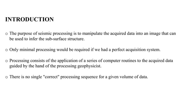 Seismic data processing flow | PPTX | Geology | Science