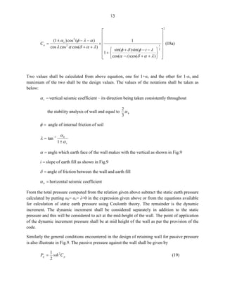 Seismic design and construction of retaining wall | PDF