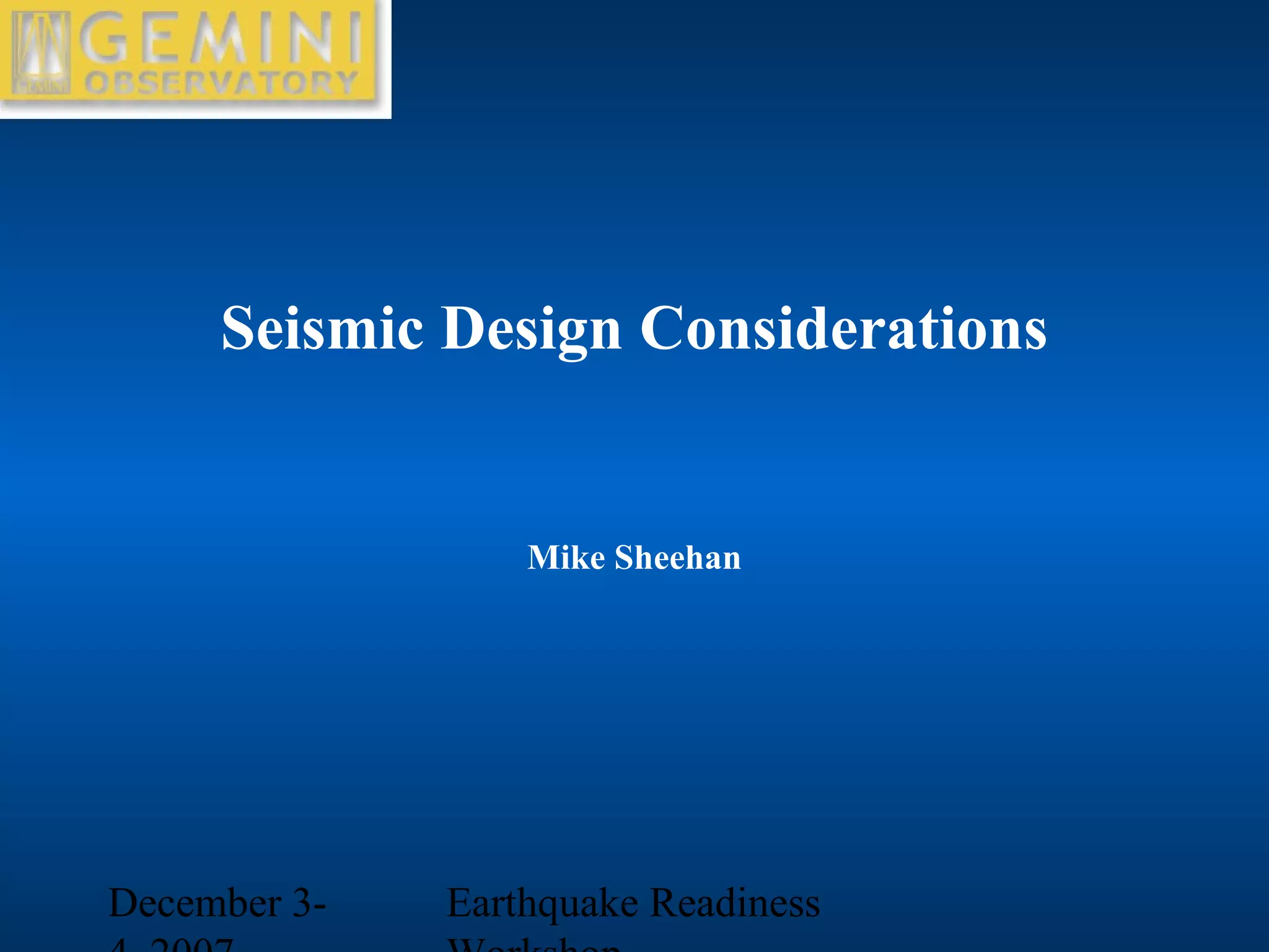 Seismic design considerations mike sheehan | PPT