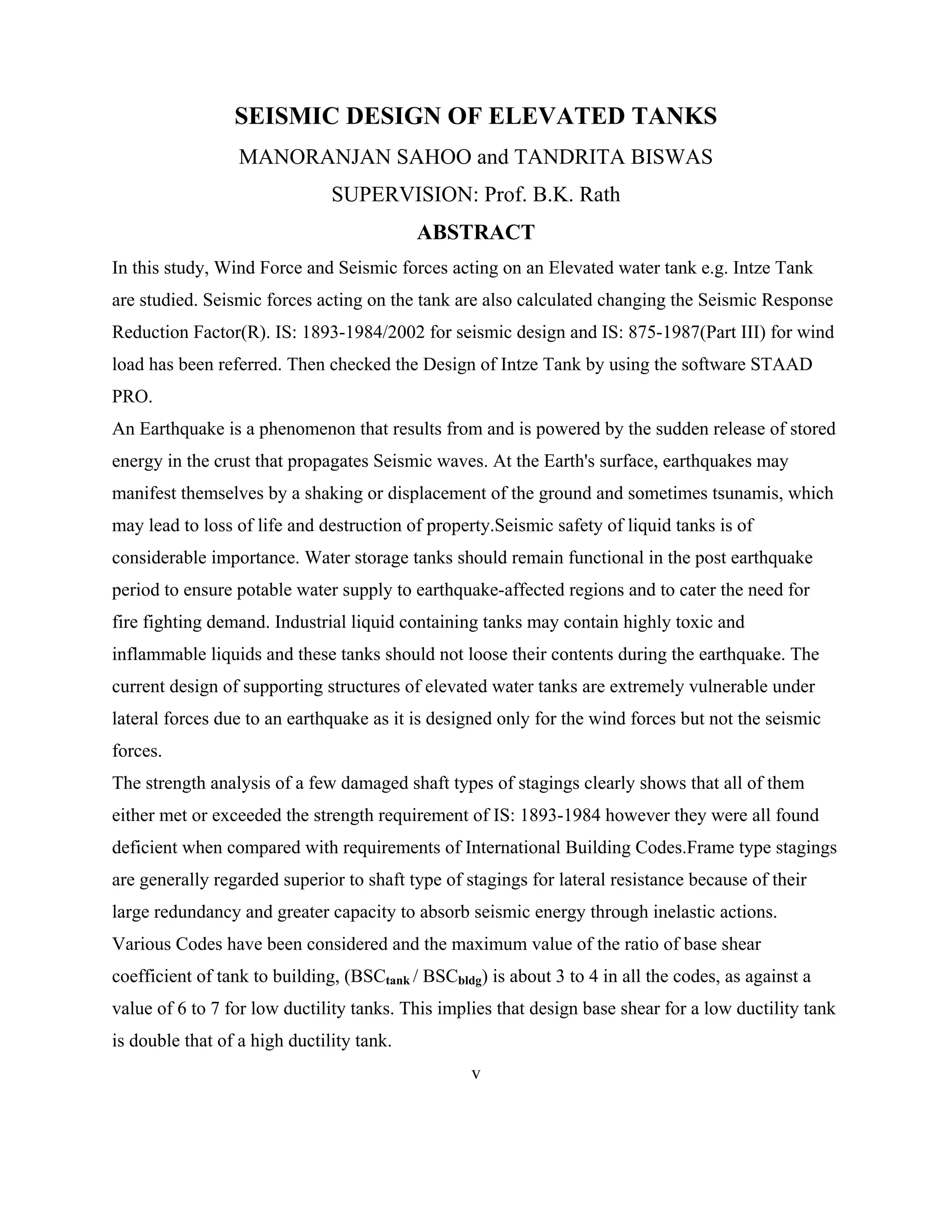 Seismic design of_elevated_tanks | PDF