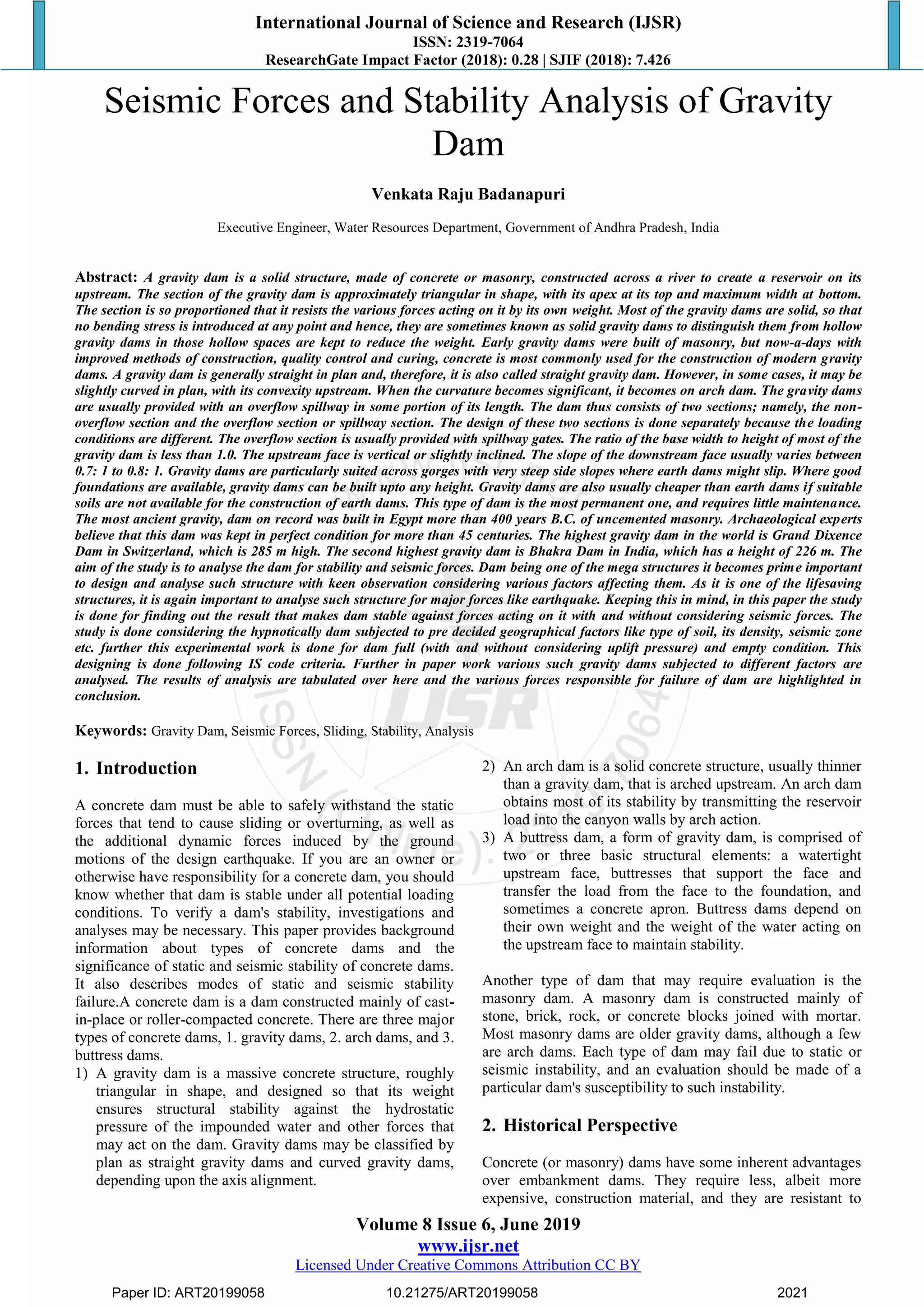 Seismic Forces and Stability Analysis of Gravity Dam.pdf