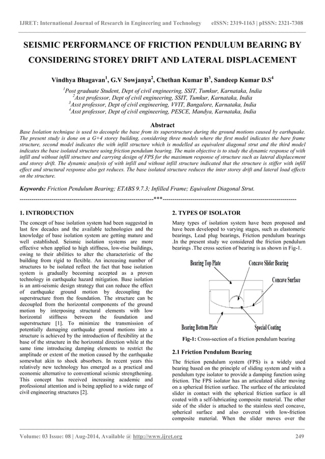 Seismic performance of friction pendulum bearing by considering storey ...