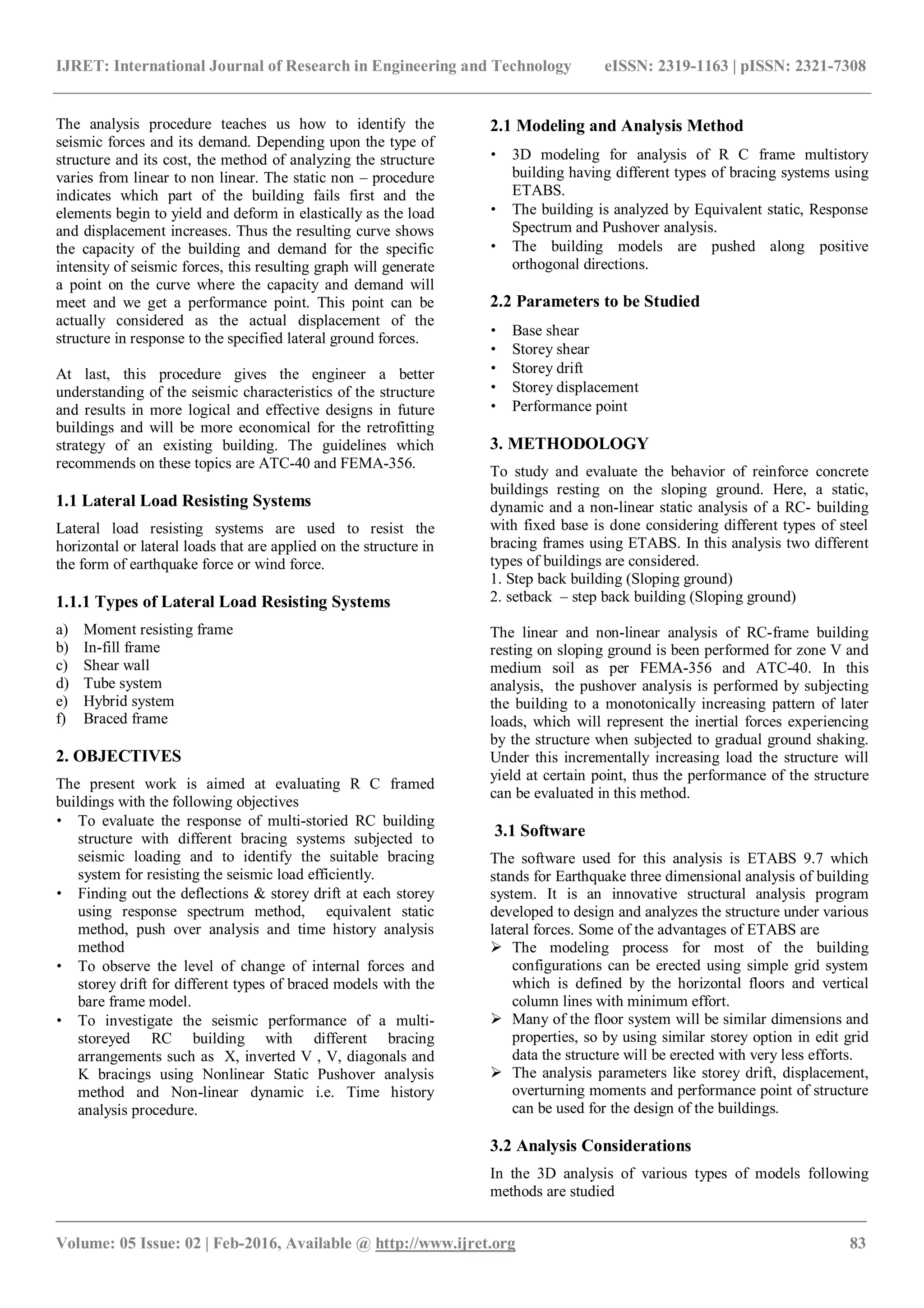 Seismic performance of r c buildings on sloping grounds with different types of bracing systems ...