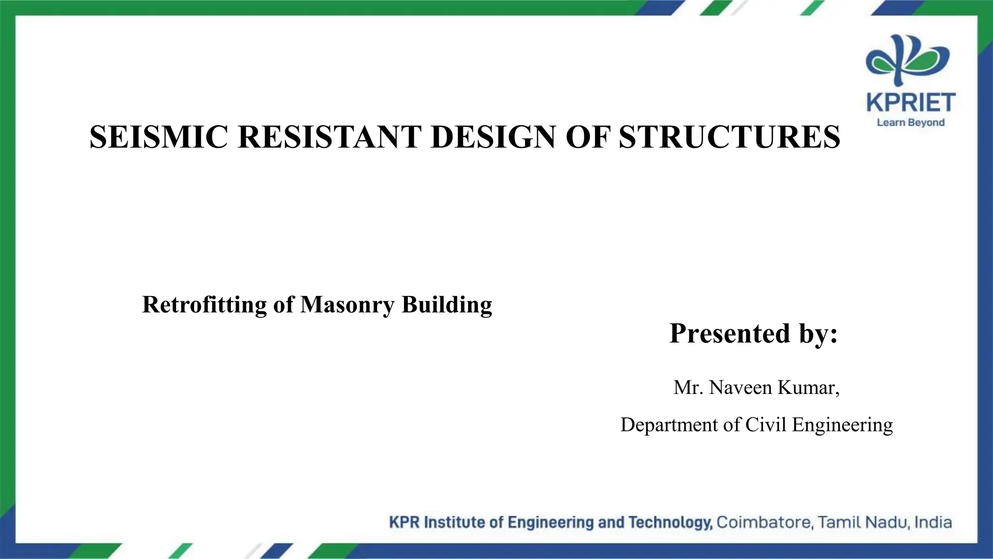 seismic presentation on earthquake in structures | PPTX