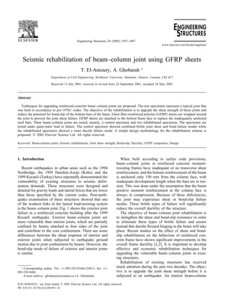 Seismic rehabilitation of beam column joint using gfrp sheets-2002 | PDF