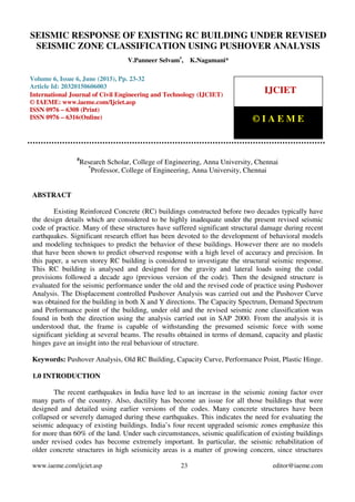 Seismic response of existing rc building under revised seismic zone ...