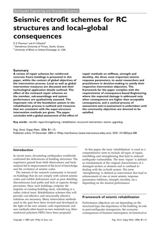 Seismic retrofit for rcc structureslocal global consequences | PDF