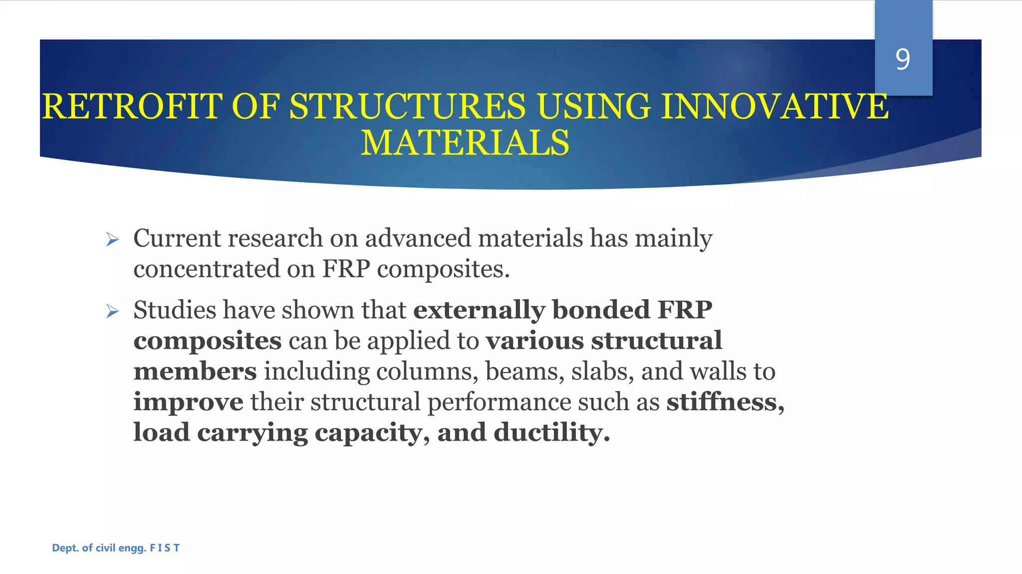 Seismic retrofitting using fiber reinforced polymer (frp | PPTX